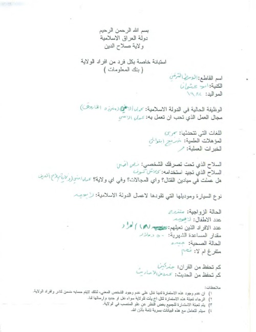 ISI Personnel Records in Salah al-Din, Iraq - Combating Terrorism ...